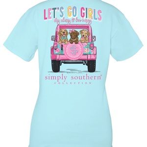 Simply Southern | Tops | Nwt Simply Southern Blue Pink Jeep With Dogs ...